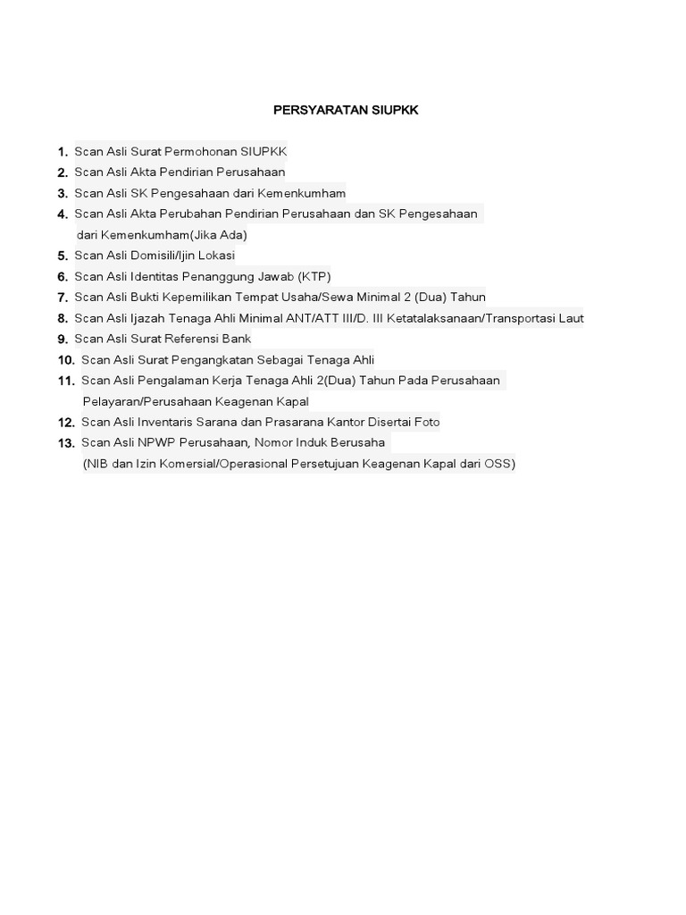 Persyaratan Siupkk | PDF