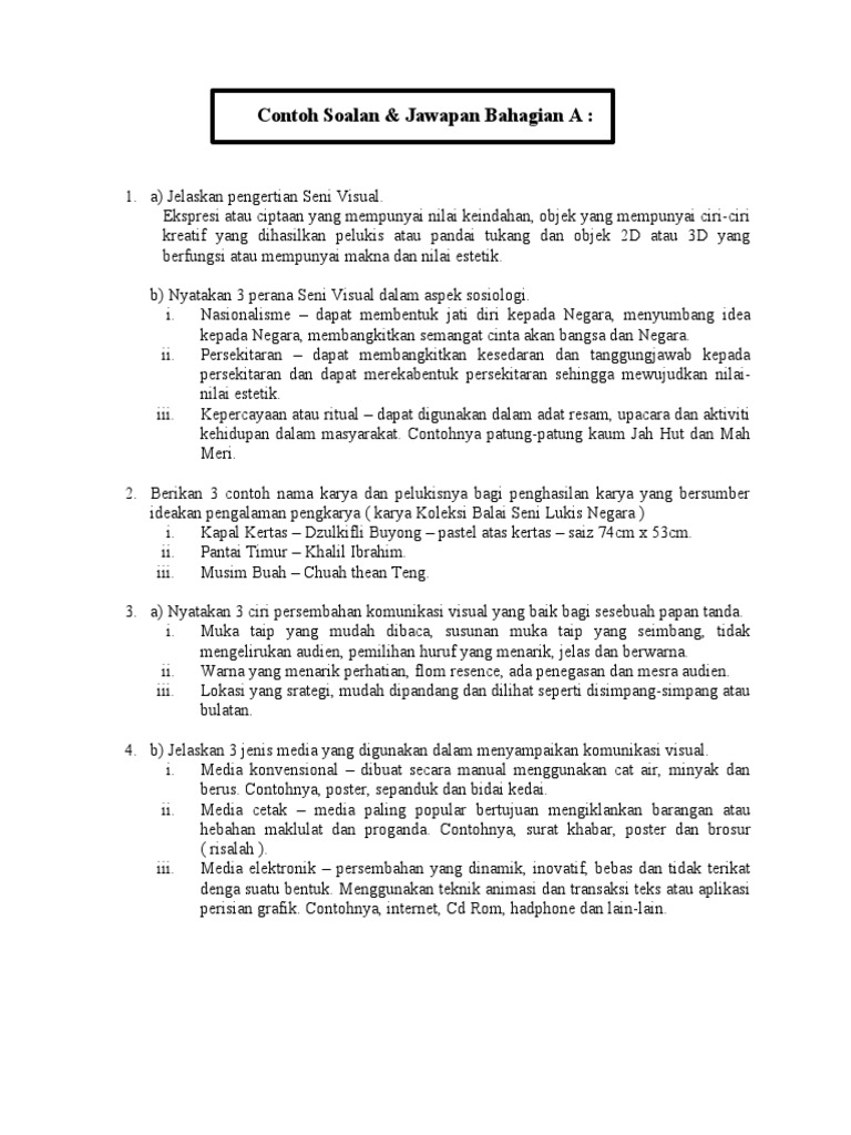 Contoh Soalan Seni Visual STPM Sem 2 | PDF | Seni | Komputer