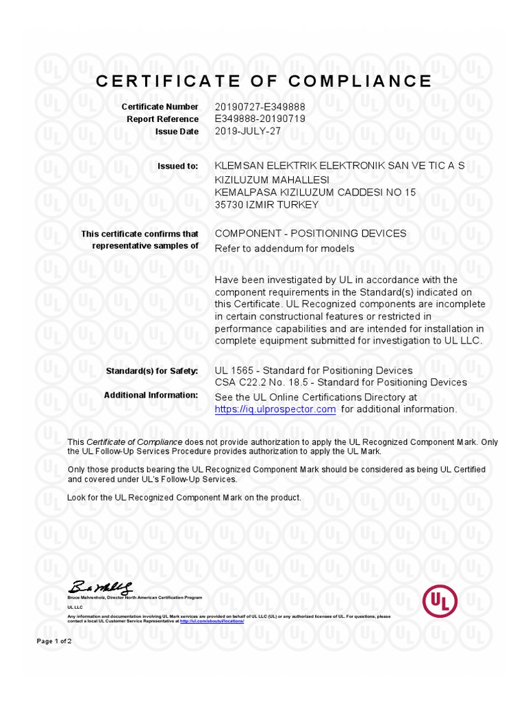 LSHF Wiring Ducts - UL Certificate | PDF | Safety | Manufactured Goods