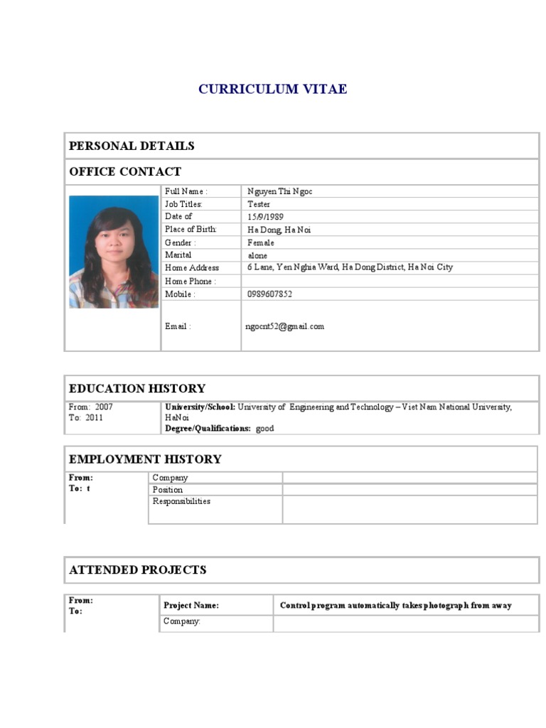 Curriculum Vitae: Personal Details Office Contact | PDF