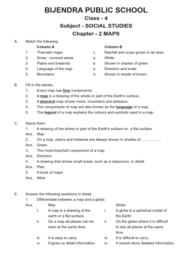 Class 4 Subject Social Studies Chapter 2 Maps | PDF | Map | Geography