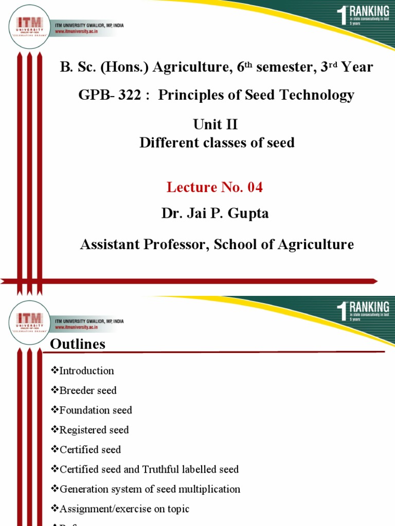 Classes of Seed and Certification Standards | PDF | Seed | Horticulture