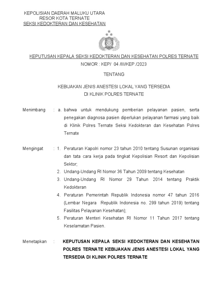 SK Jenis Obat Anestesi Lokal | PDF