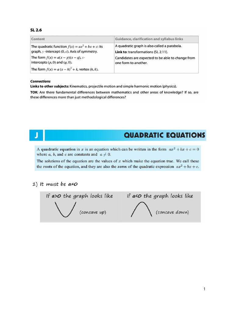 2.6 G11 Unit - 1 Quadratic Functions | PDF