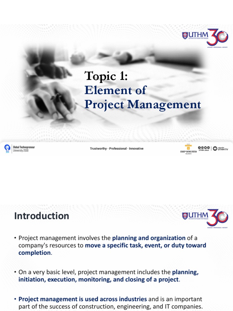 Topic1-Element of Project Management | PDF | Project Management | Business
