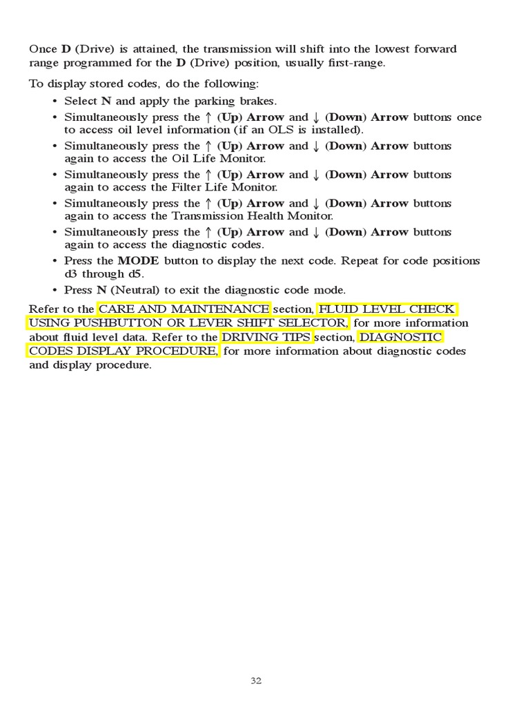 Transmission Diagnostic Code Display Guide | PDF