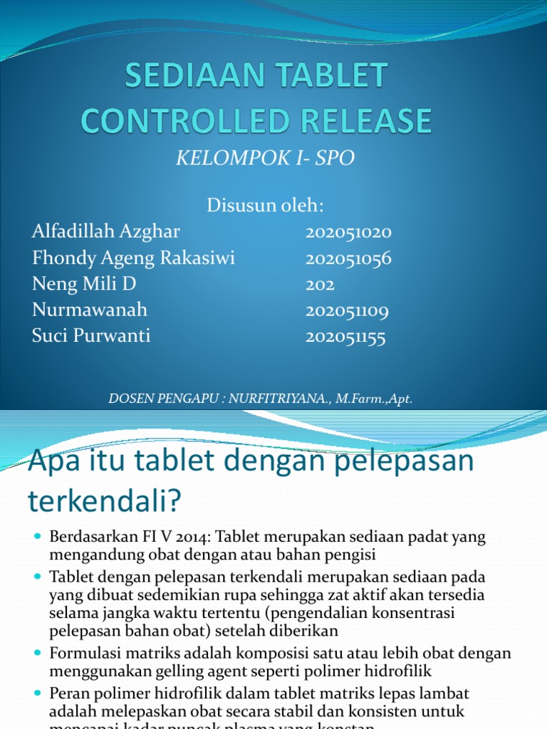 Kelompok 1 Spo Sediaan Lepas Terkontrol | PDF