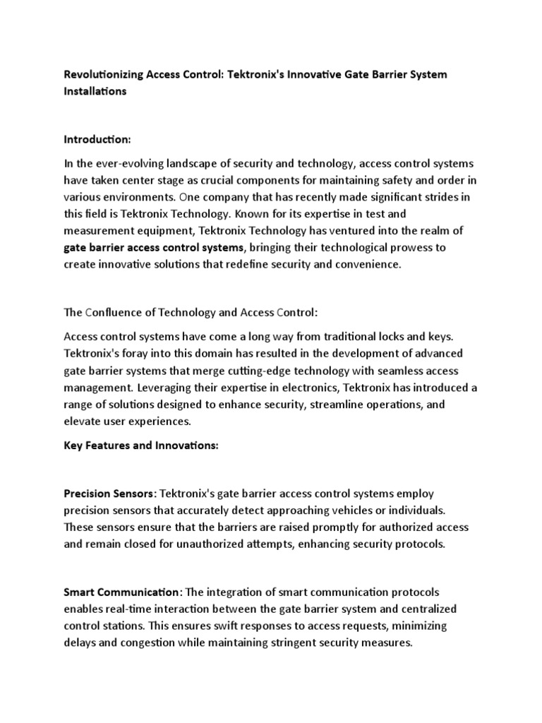 Gate Barrier Access Control System | PDF