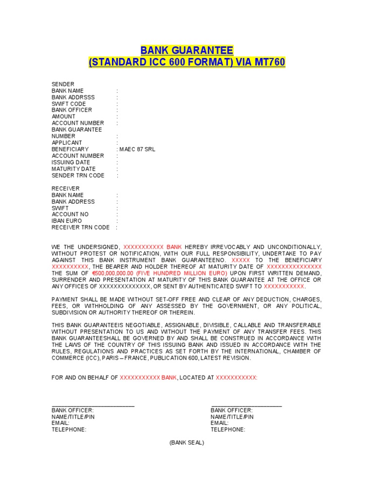 MT760 (Guarantee) Verbiage | PDF