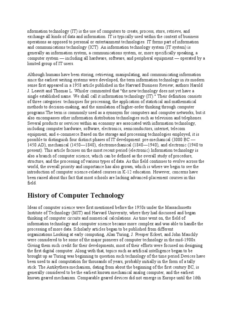 Evolution of Information Technology | PDF