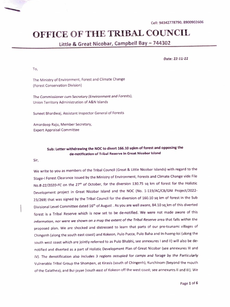 Letter Withdrawing NOC For Forest Diversion | PDF