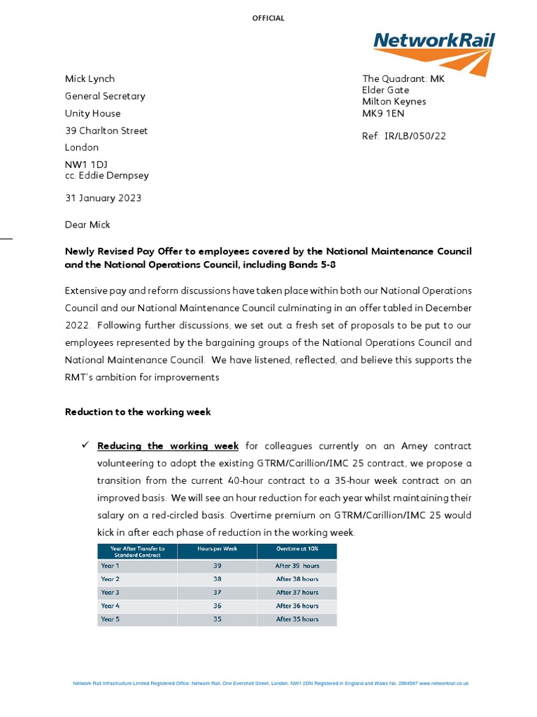 Revised Pay Offer for Network Rail Bands 5-8 | PDF | Employment | Overtime