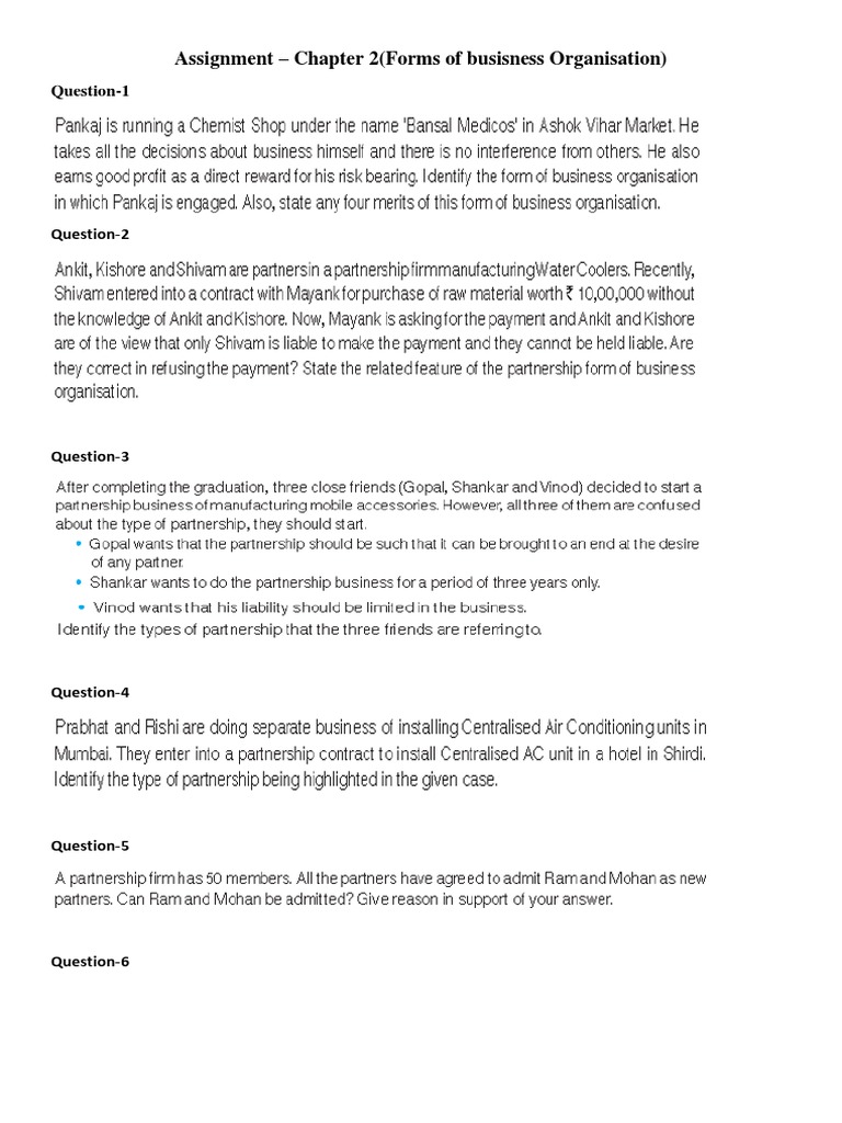 Chapter2 XI Assignment | PDF | Partnership | Sole Proprietorship