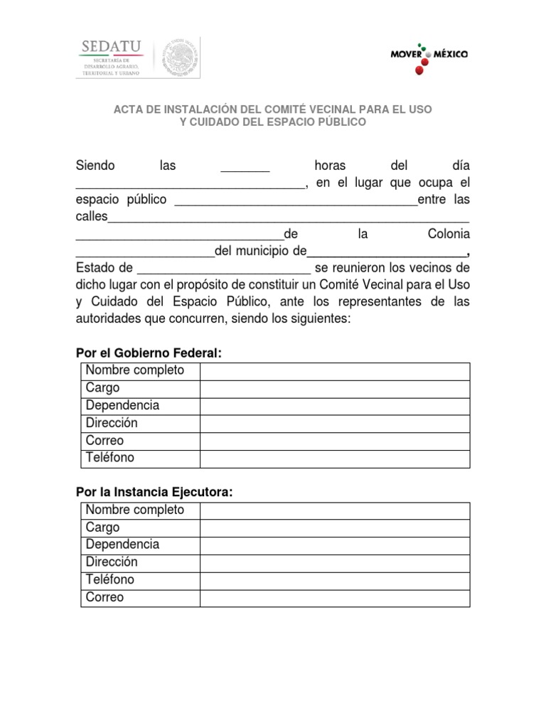 Acta Integracion Comite Vecinal | PDF