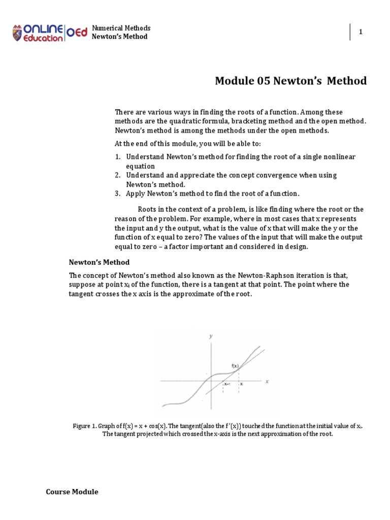 W6 Lesson 4 - Newton's Method - Module | PDF