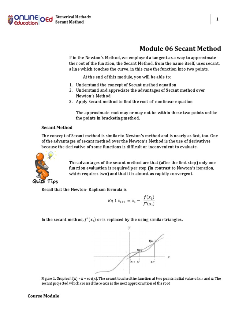 W7 Lesson 5 - Secant Method - Module | PDF | Trigonometric Functions | Computational Science