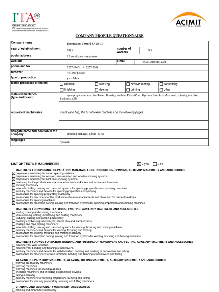 Textufil SA de CV Company Profile | PDF | Spinning (Textiles) | Textile ...