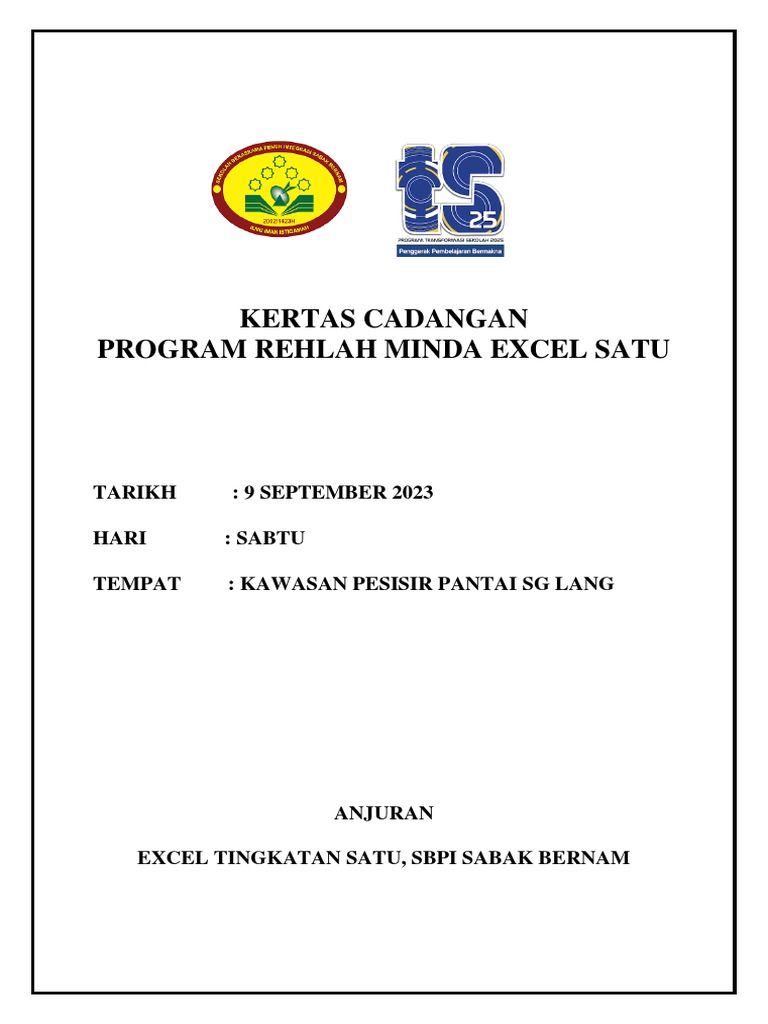 Kertas Cadangan Rehlah Minda | PDF