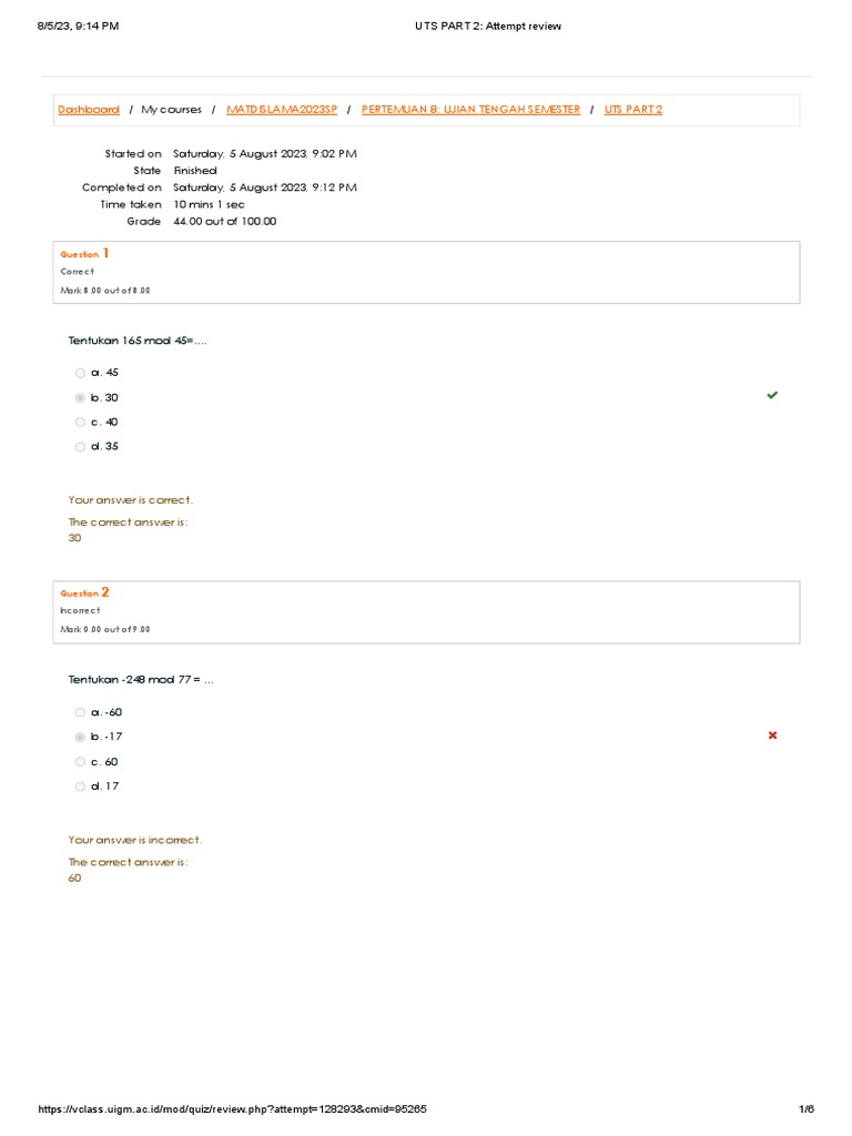 UTS PART 2_ Attempt review | PDF