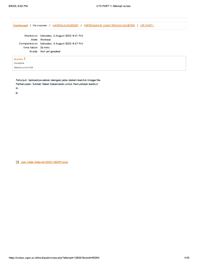 UTS PART 1_ Attempt Review | PDF