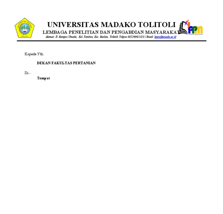Amplop SURAT LPPM Universitas Madako Tolitoli 1 | PDF