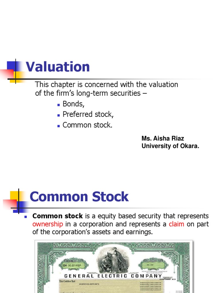 Lecture 19 Common Stock Valuation | PDF