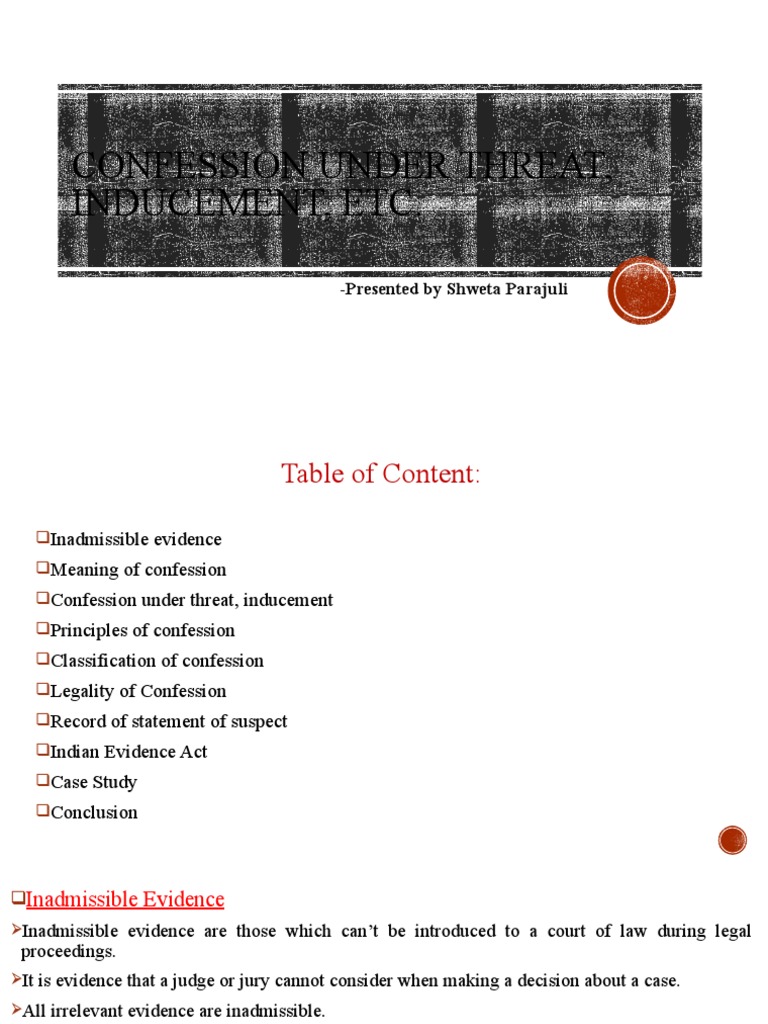Inadmissible Evidence and Confessions | PDF | Confession (Law ...