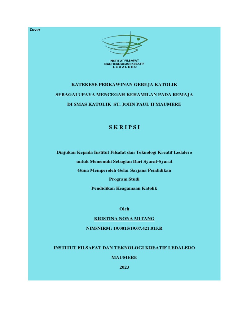 Format Skripsi - Cover, Hal Depan, Halan P. Judul, Hal. Pemngesahan | PDF