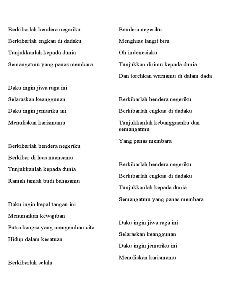 Berkibarlah Bendera Negeriku | PDF