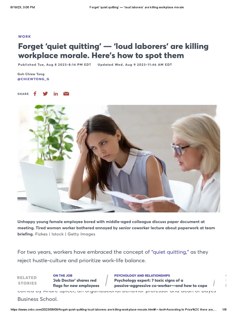 Forget Quiet Quitting' - Loud Laborers' Are Killing Workplace Morale ... Forget Quiet Quitting' - Loud Laborers' Are Killing Workplace Morale ...