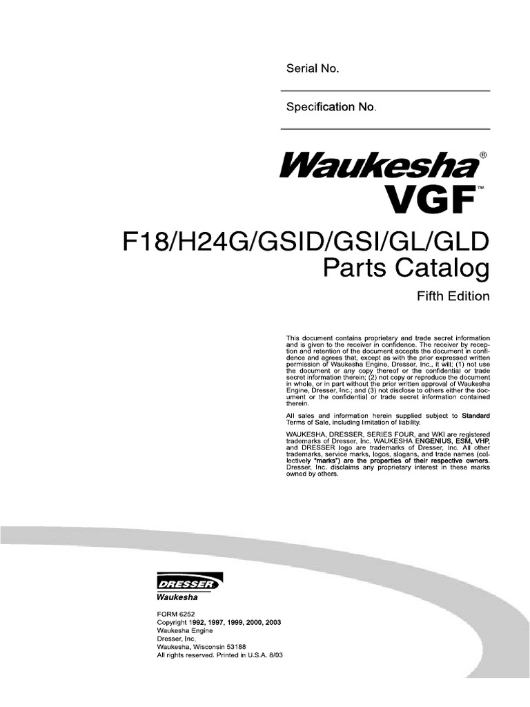 Waukesha Parts Catalog VGF 18-24 | PDF