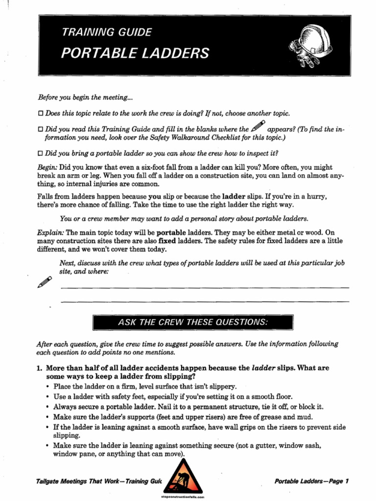 Portable Ladders Training Guide | PDF