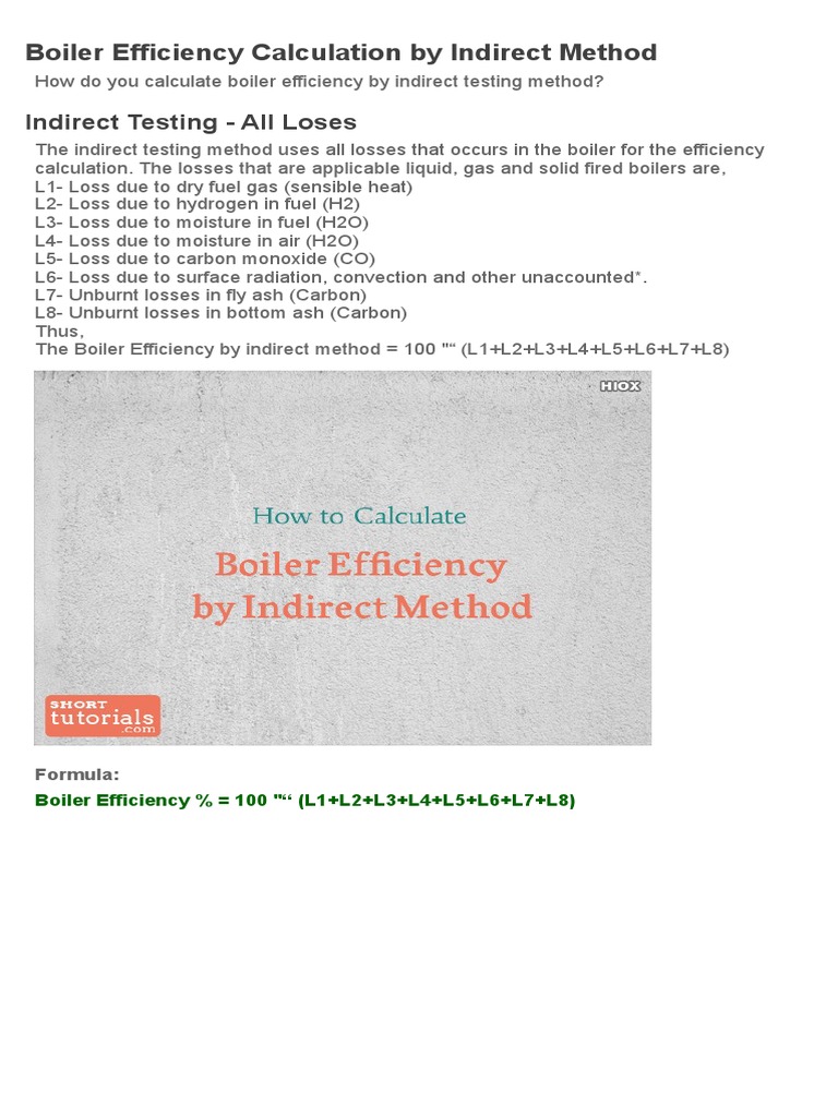 Boiler Efficiency Calculation by Indirect Method | PDF