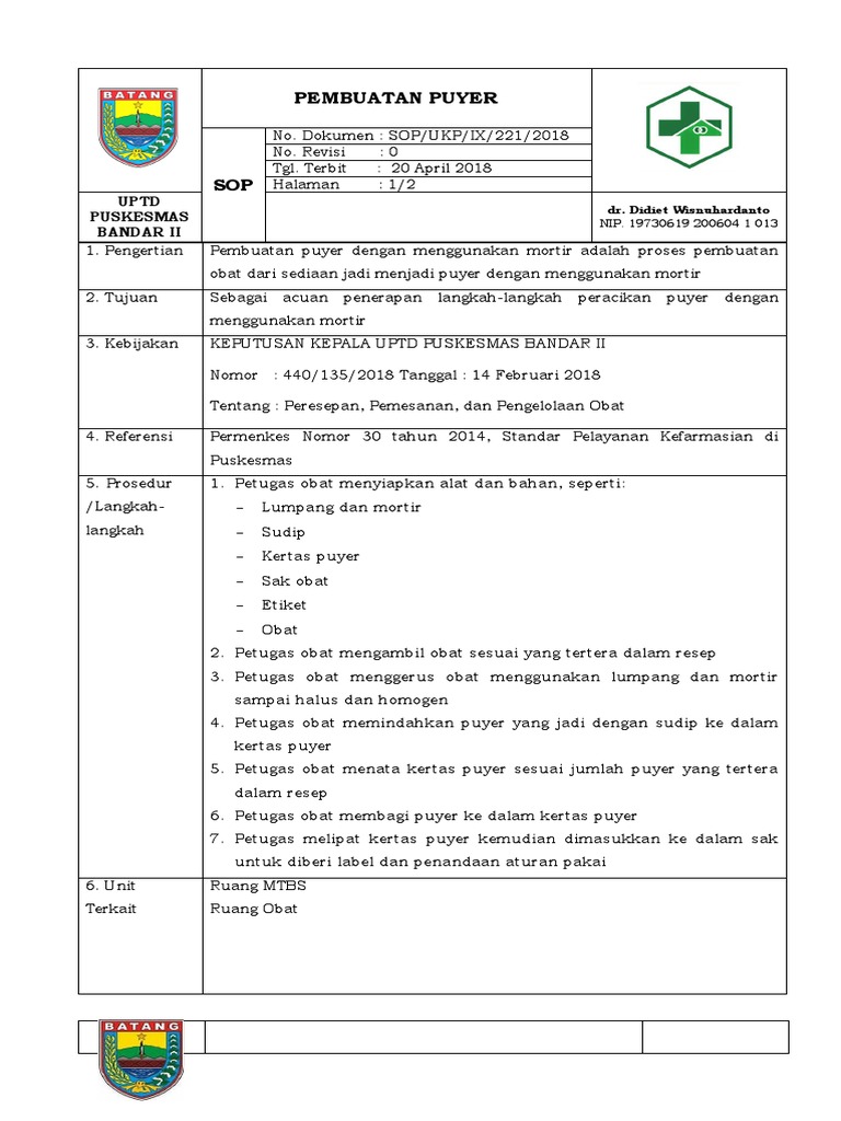 Sop Pembuatan Puyer | PDF
