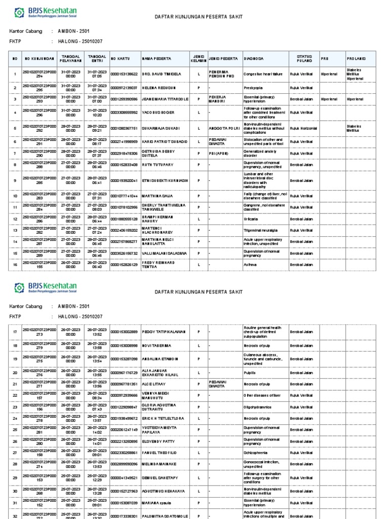 Kunjungan Sakit Juli 2023 | PDF