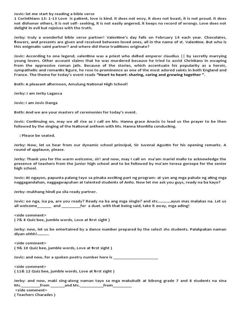 Valentines Day Script | PDF