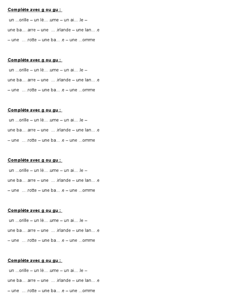 Exercice Son G Gu Ce1 | PDF