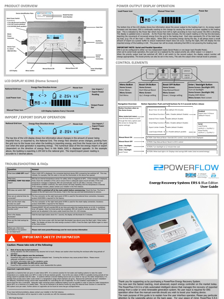 PF-ERS6-USER-1.1 User Manual V1.1 (Print Version A5) | PDF | Water Heating | Manufactured Goods
