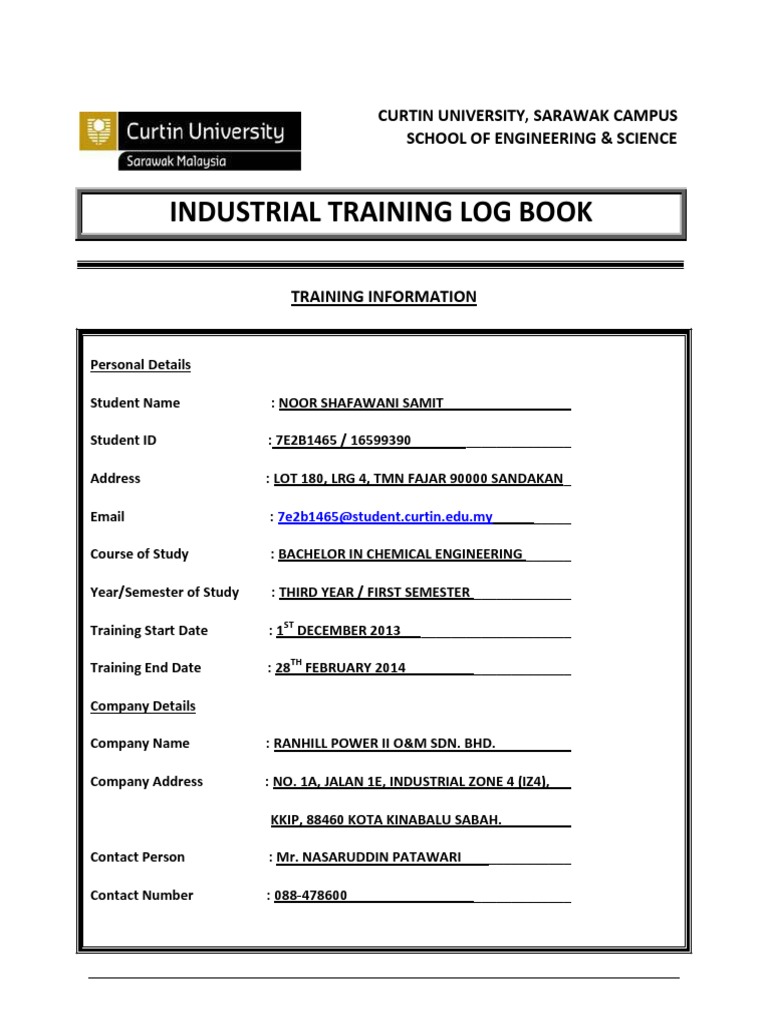 Industrial Training Log Book | PDF | Applied And Interdisciplinary ...