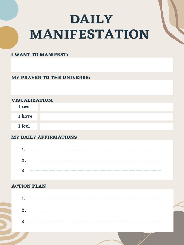 Daily Manifestation Planner | PDF | Wellness
