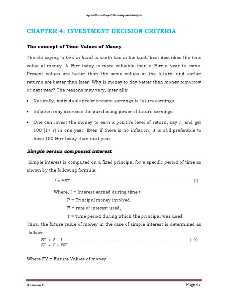Agricultural Project Chapter 4 | PDF | Net Present Value | Internal ...