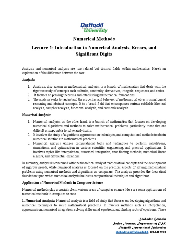Lecture 1 Introduction And Errors Pdf 1059