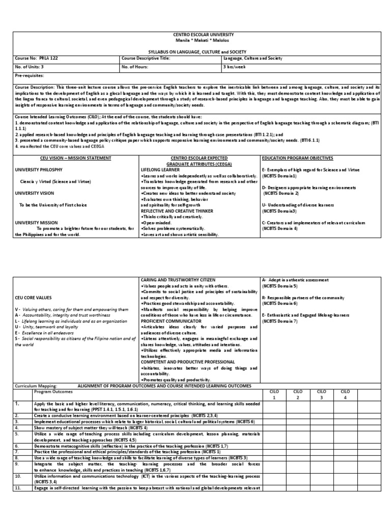 Language, Culture and Society Syllabus DGP | PDF | Linguistics ...