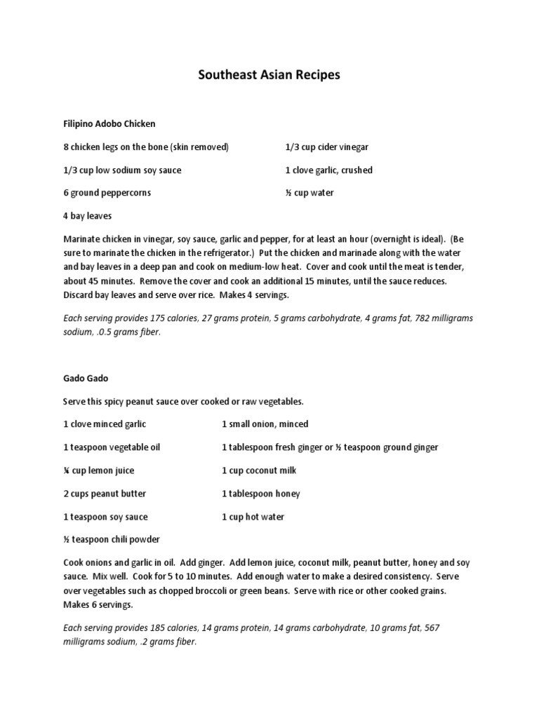 Southeast Asian Recipes | PDF
