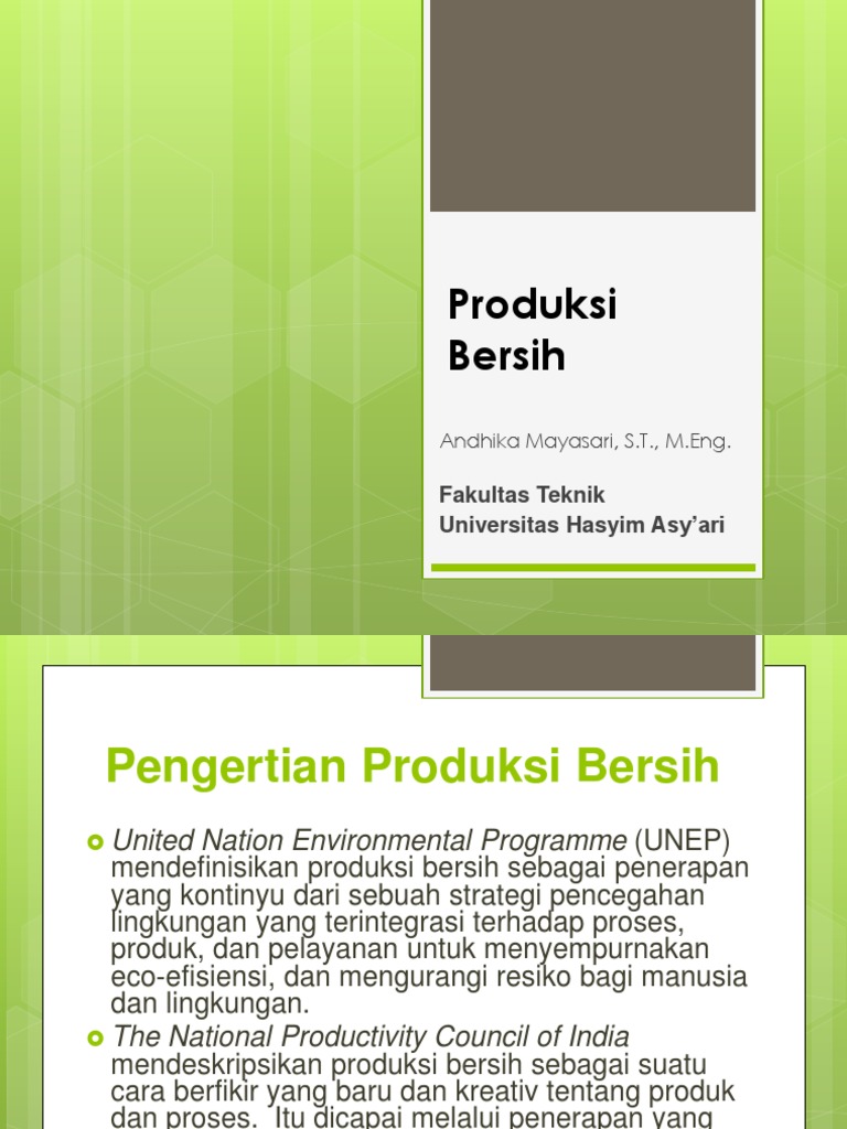 Produksi Bersih Penerapan Di Industri Pdf