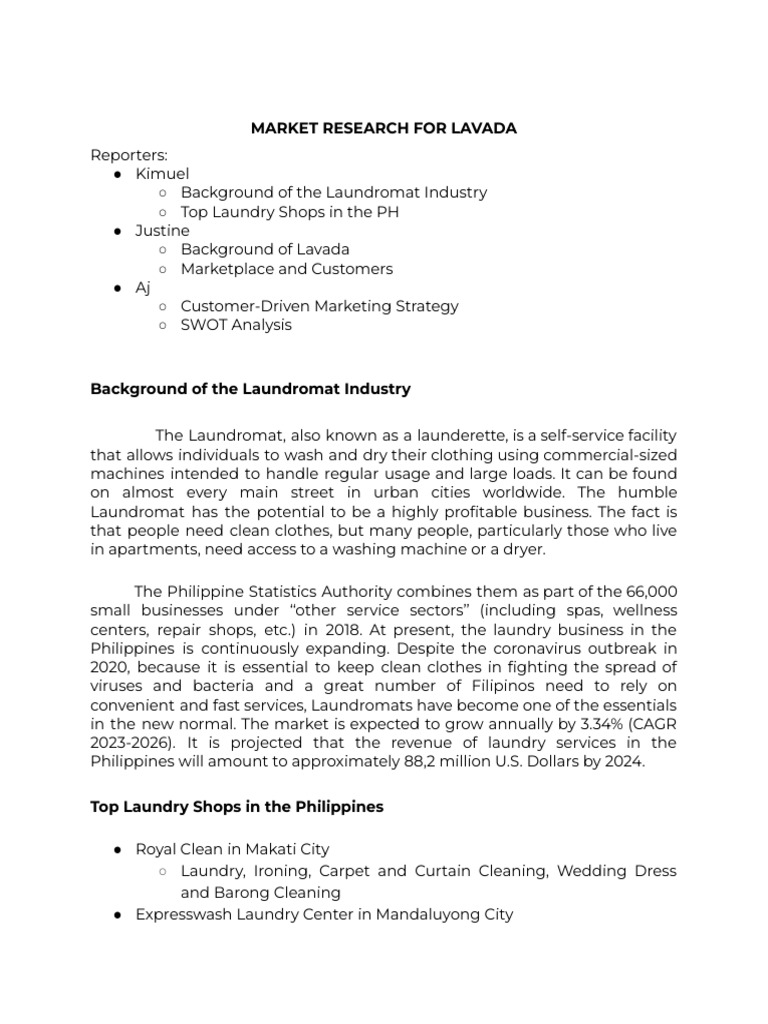 Market Analysis For Laundry | PDF | Economies | Business Process