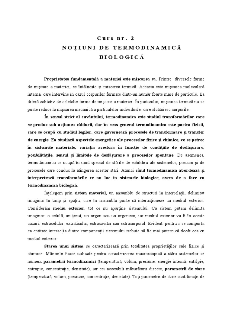 Cursul 2 - Notiuni de Termodinamica Biologica | PDF Cursul 2 - Notiuni de Termodinamica Biologica | PDF