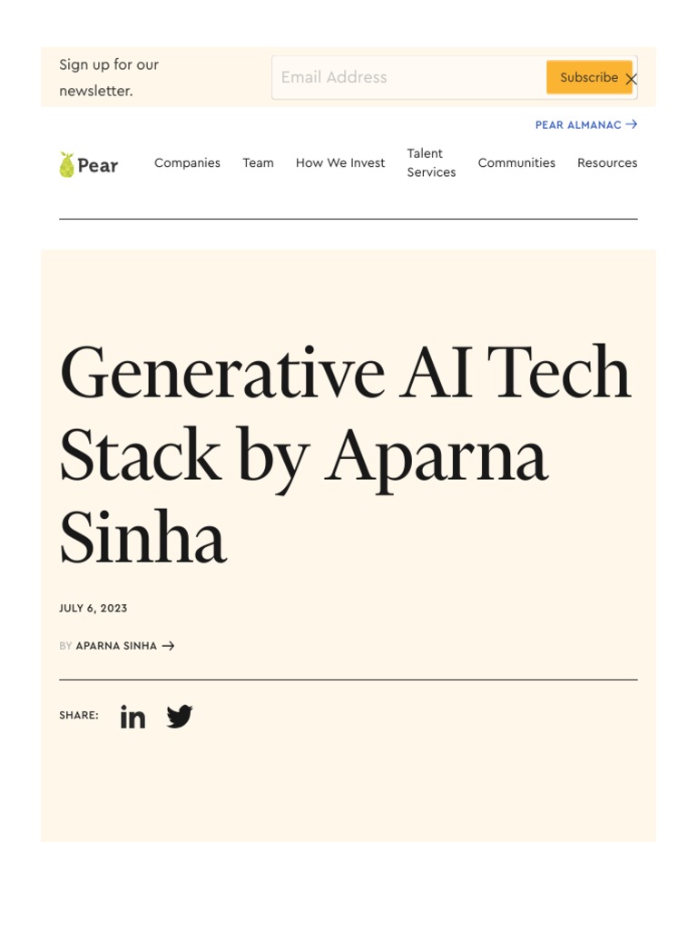 Generative AI Tech Stack by Aparna Sinha - Pear VC | PDF