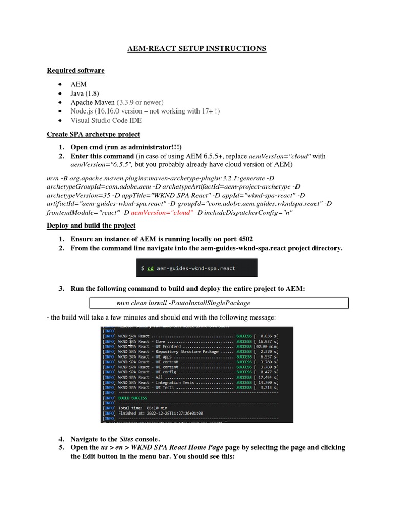 Aem React Setup Pdf