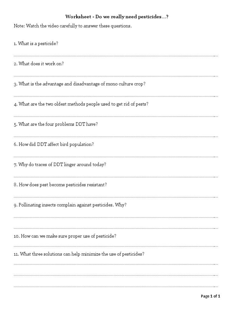 Worksheet Do We Really Need Pesticides | PDF | Games & Activities ...